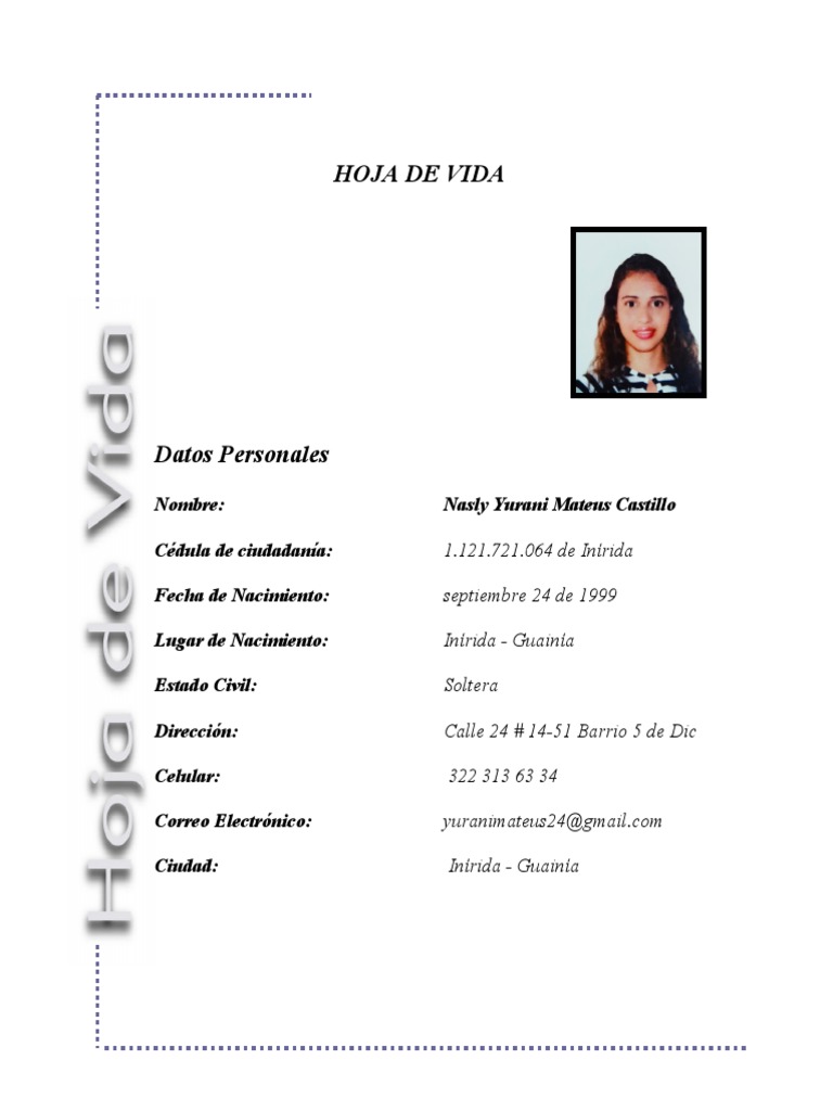Hoja de Vida Nasly Mateus | PDF