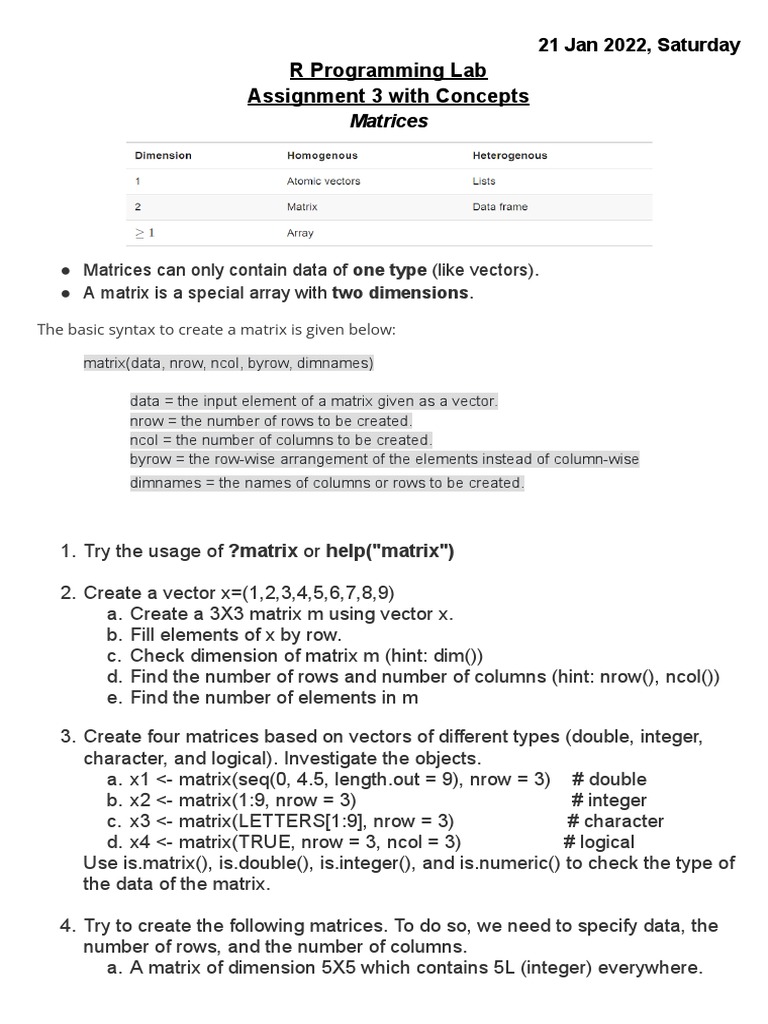 Assign3 Matrices | PDF | Matrix (Mathematics) | Mathematical Analysis