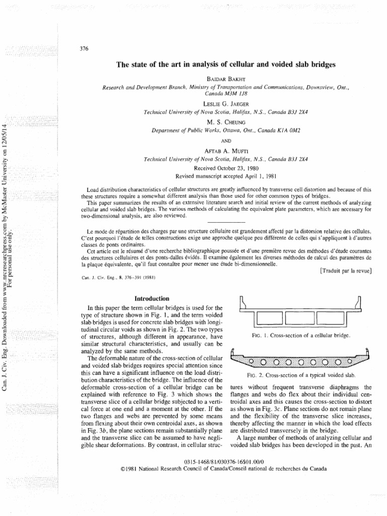 The State of The Art in Analysis of Cellular and Voided Slab Bridges ...