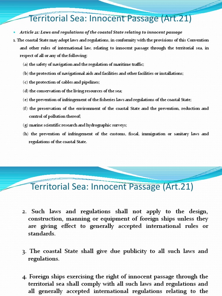 Innocent Passage Regulations in Territorial Sea | PDF | Territorial ...