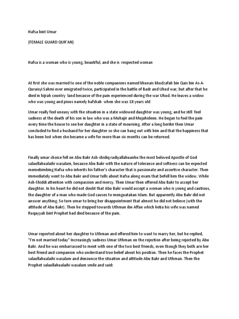 Hafsa Bint Umar 2 | PDF | Umar | Muhammad