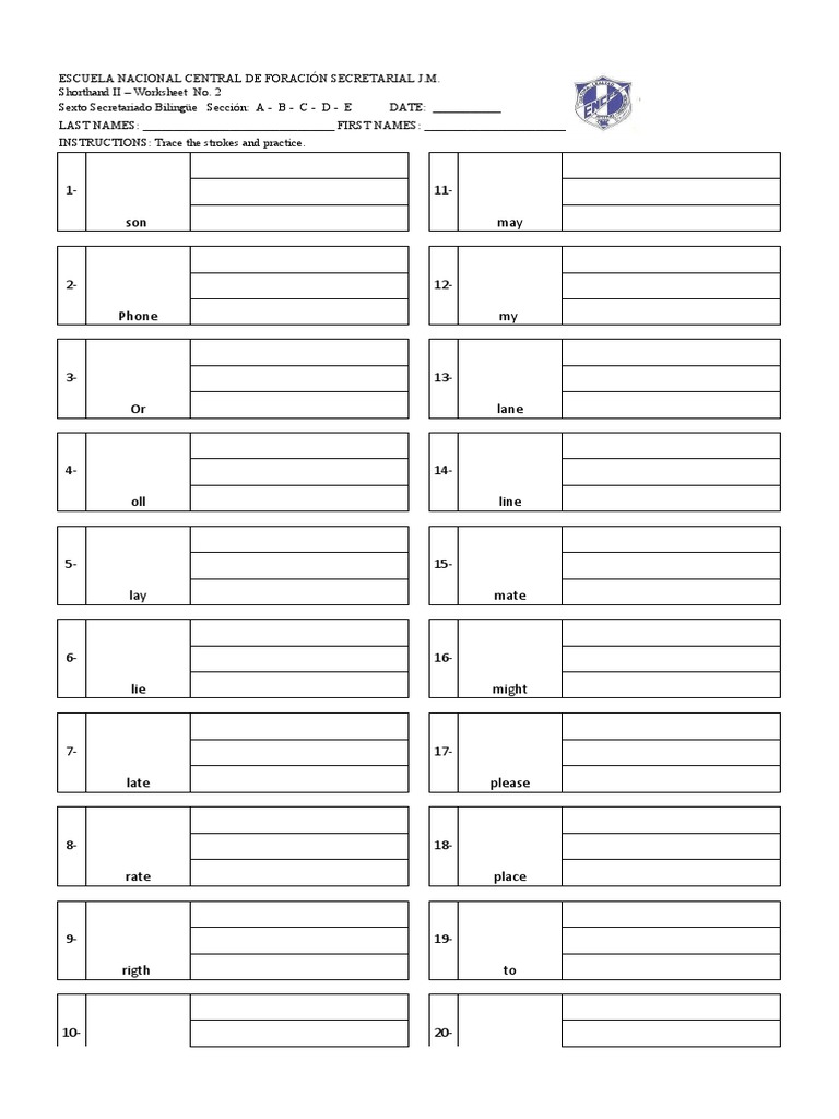 Worksheet Shorthand 2 | PDF