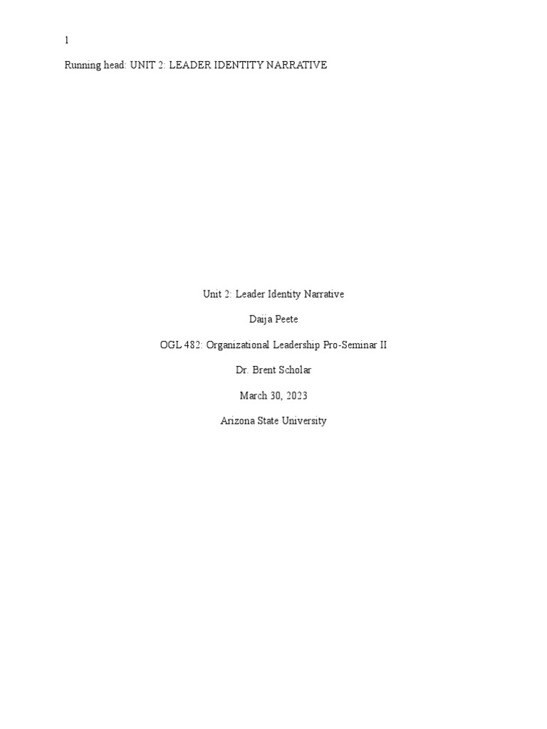 Unit 2 Leader Identity Narrative | PDF | Leadership | Cyberbullying