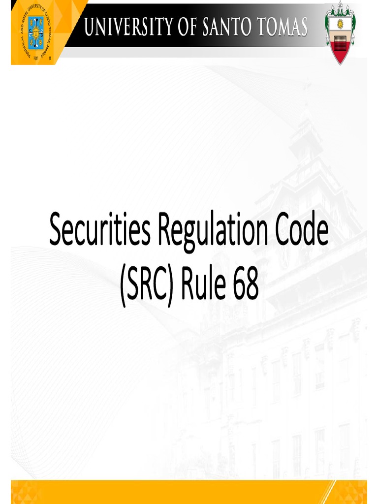 Securities Regulation Code (SRC) Rule 68 | PDF | International ...