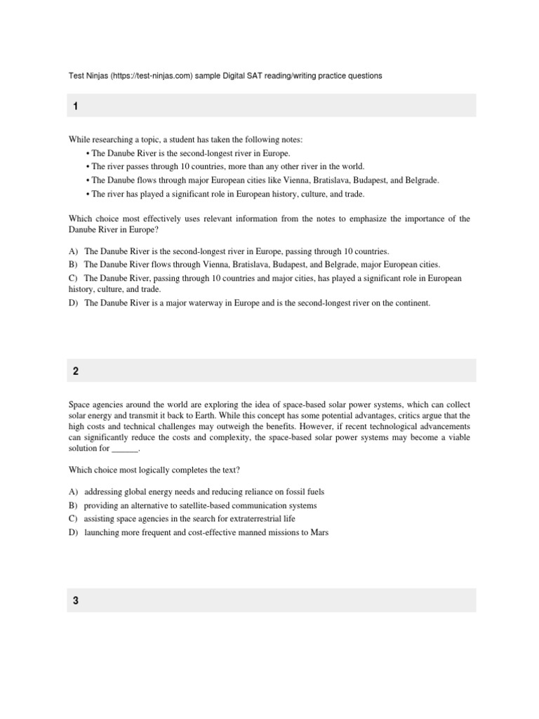 Digital SAT Free Sample 3 | PDF | Venice | Danube