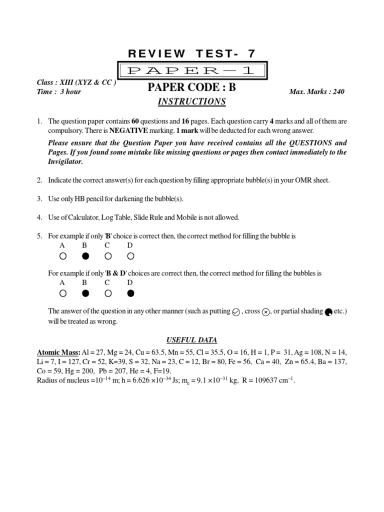 PCM-11-02 - (13th) Paper-1 Code-B | PDF | Rotation Around A Fixed Axis ...