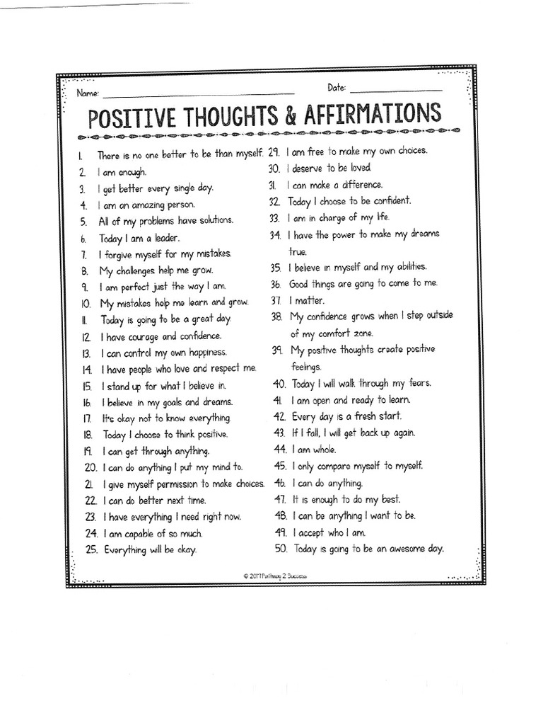 Positive Affirmations | PDF