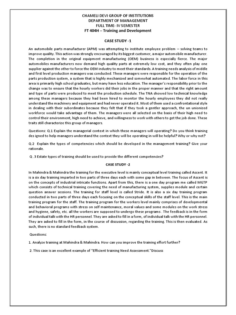 Training and Development Case Studies | PDF | Employment | Economies