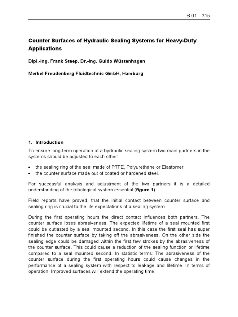 Counter Surface of Hydraulic Sealing Systems For Heavy-Duty Applications | Download Free PDF ...