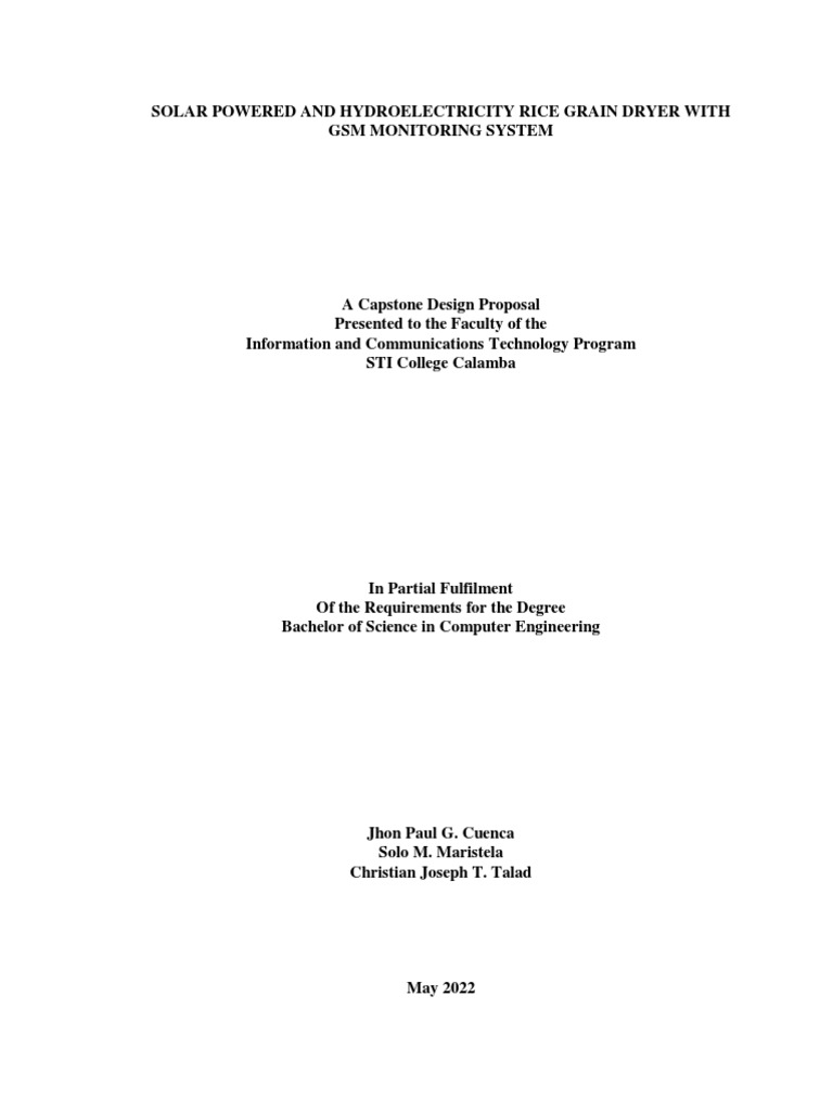 Solar Powered and Hydroelectricity Rice Grain Dryer With GSM Monitoring ...