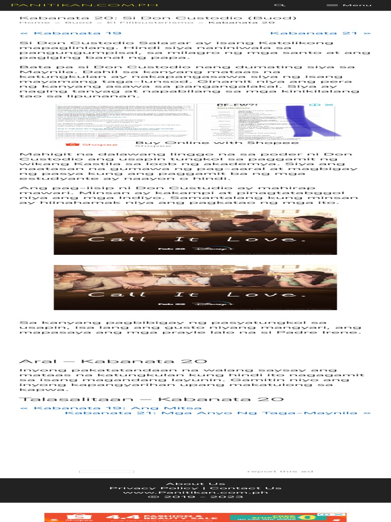 Aral - Kabanata 20: Kabanata 20: Si Don Custodio (Buod) | PDF