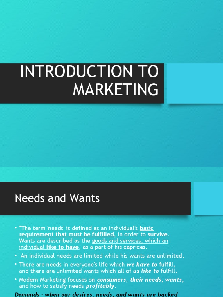 Introduction to marketing management | PDF | Marketing | Sales