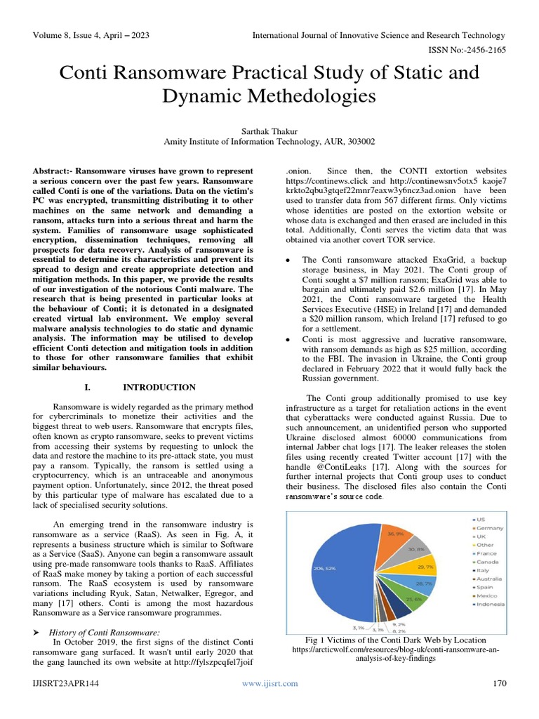 Conti Ransomware Practical Study of Static and Dynamic Methedologies | Download Free PDF ...