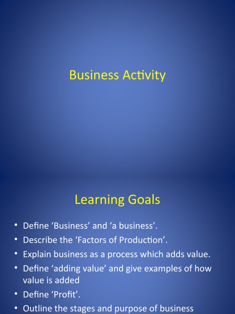 Business Activity | PDF | Goods | Product (Business)