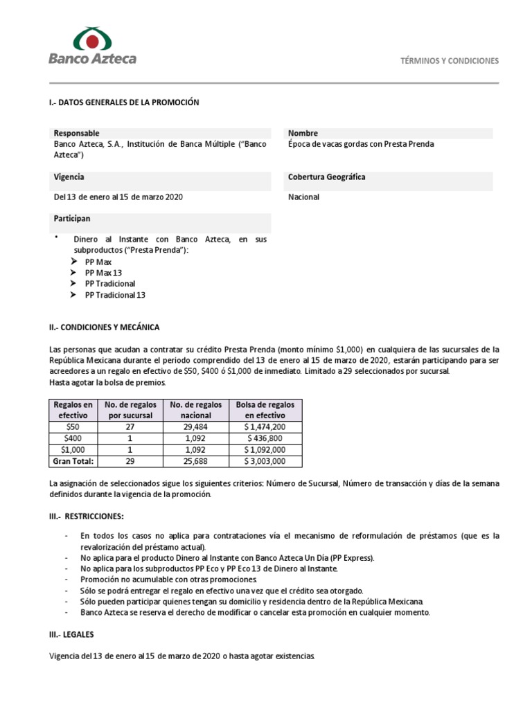 Términos Y Condiciones | PDF | Bancos | Dinero