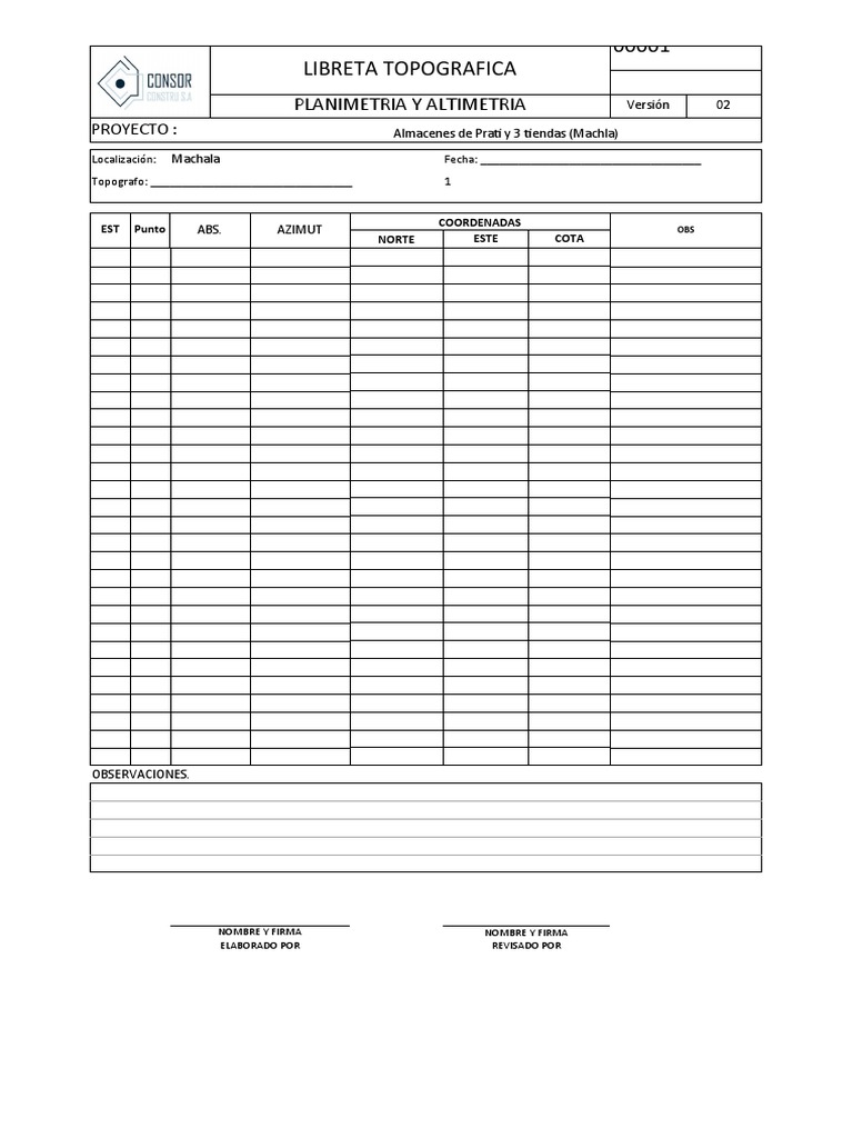 Libreta Topográfica - Planimetría y Altimetría | PDF