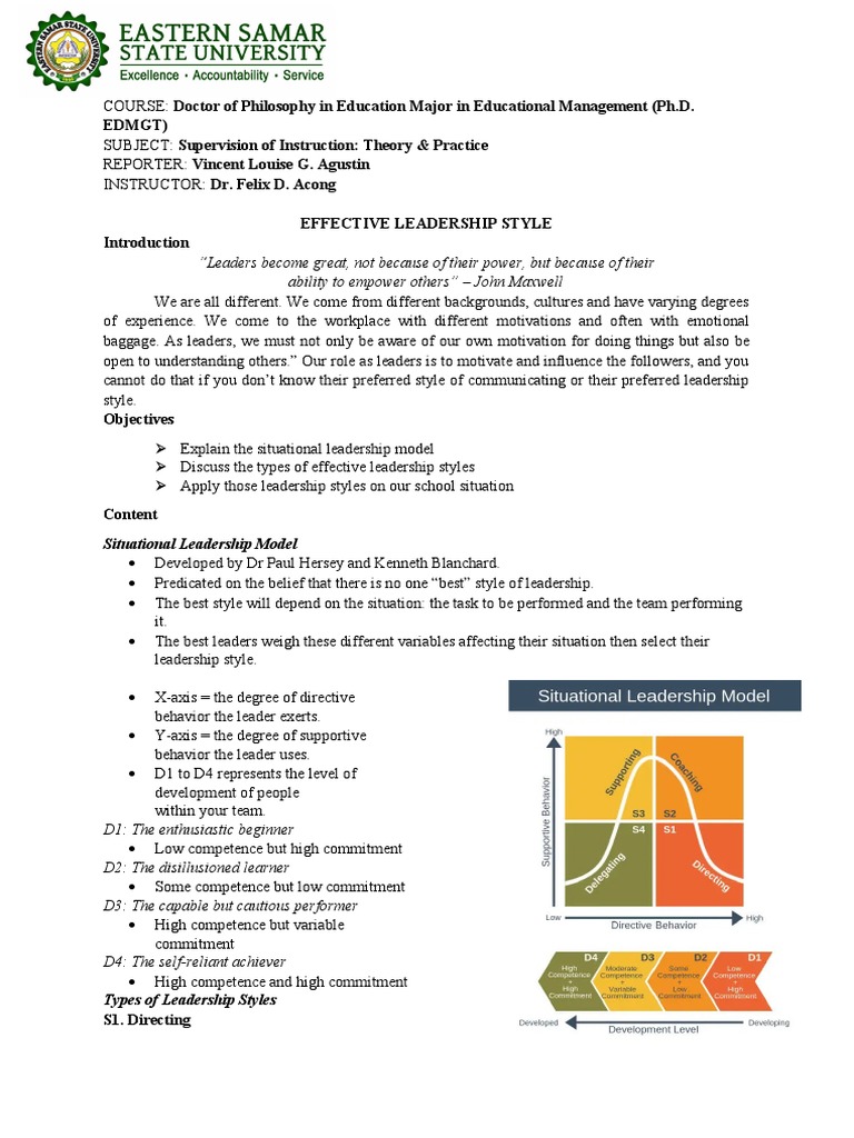 Effective Leadership Style | PDF | Leadership | Behavioural Sciences