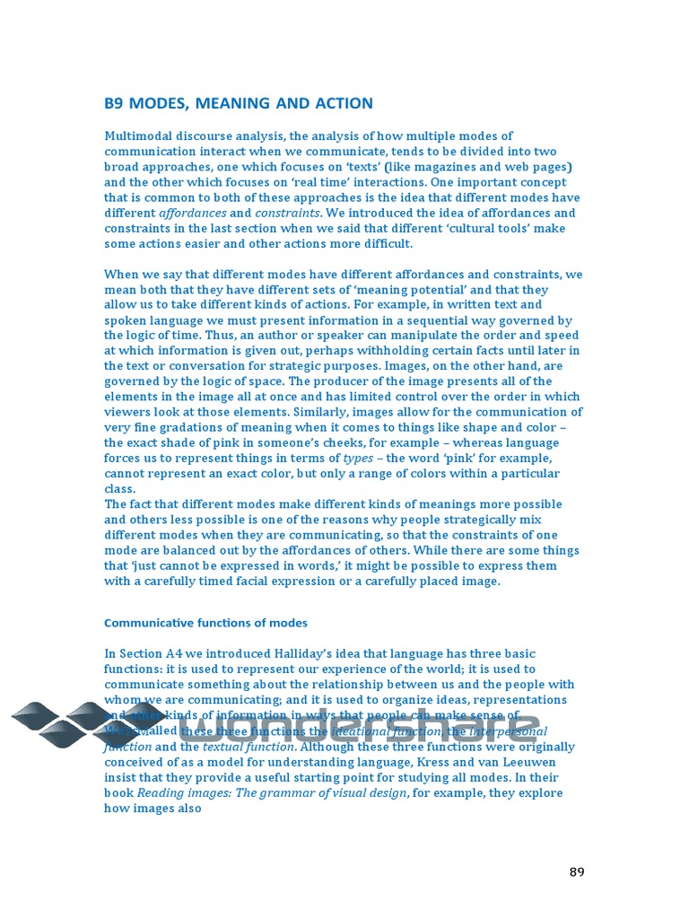 Modes, Meaning and Communication | PDF | Human Communication | Cognitive Science