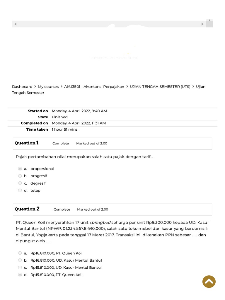 UTS PERPAJAKAN 2022 | PDF