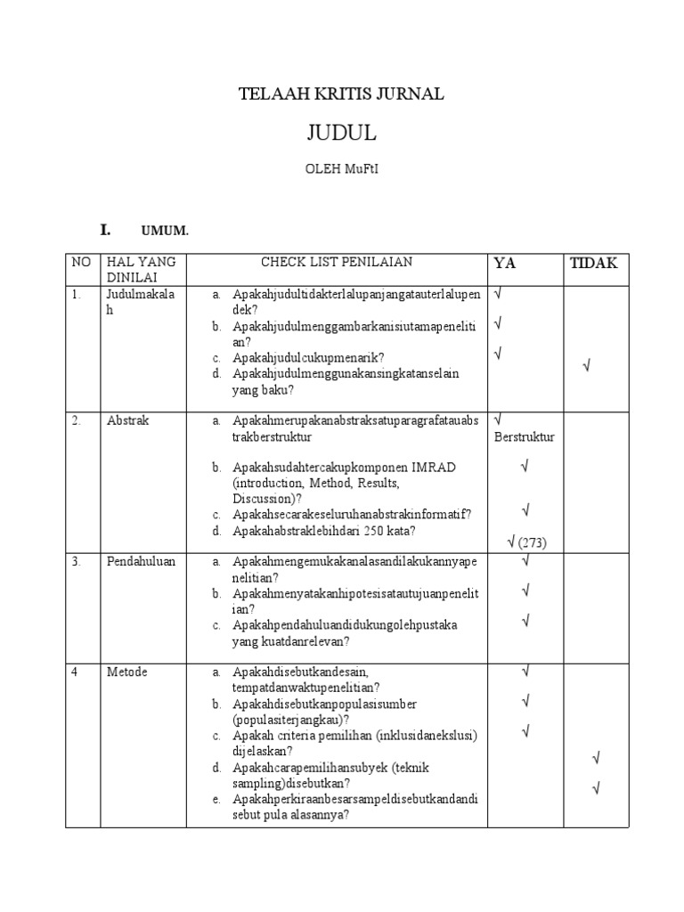 Contoh Telaah Jurnal | PDF