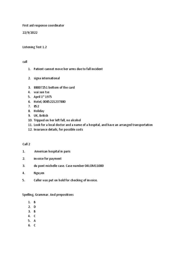 First aid coordinator guides patient care | PDF | Health Care | Medicine