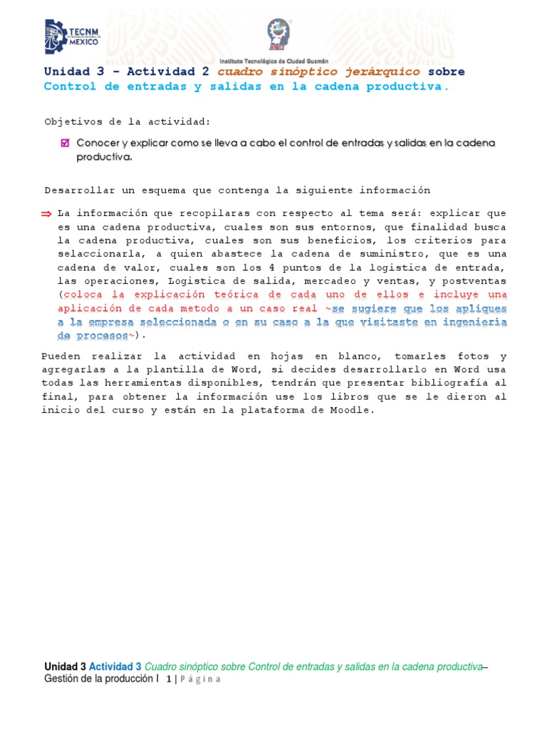 GP1 U-3 Act 2 - Cuadro Sinoptico Jerarquico | PDF | Logística