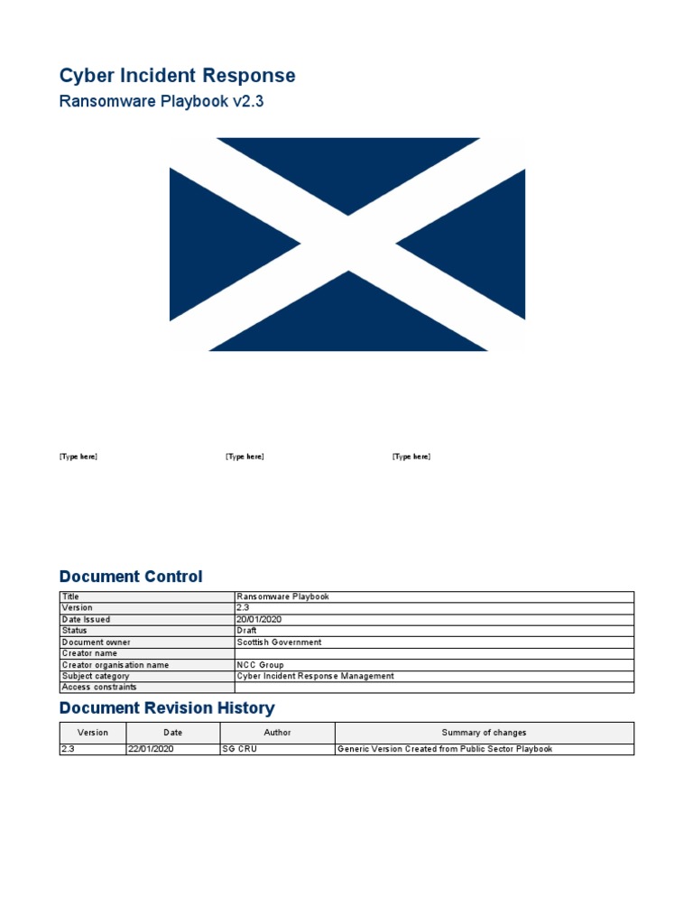 Cyber Capability Toolkit - Cyber Incident Response - Ransomware Playbook v2.3 | PDF | Security ...