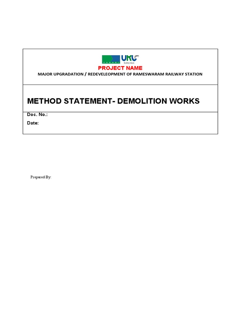Method Statement Word | PDF | Demolition | Concrete