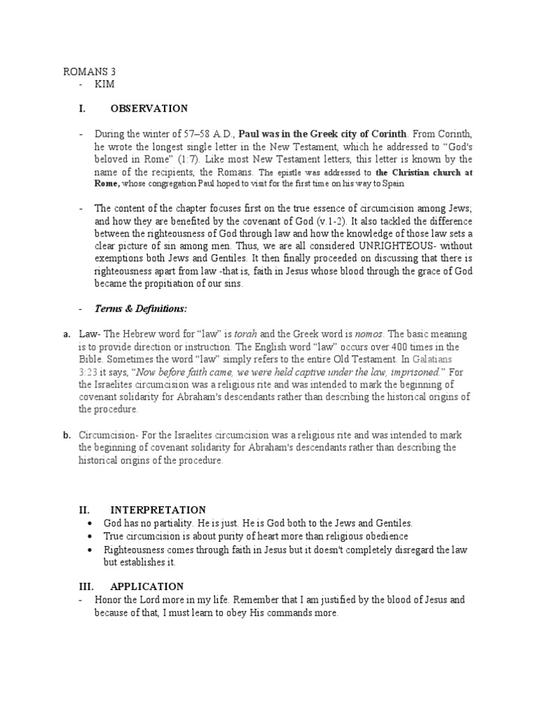 Inductive Bible Study - Romans 2 | PDF | Epistle To The Romans | Paul ...