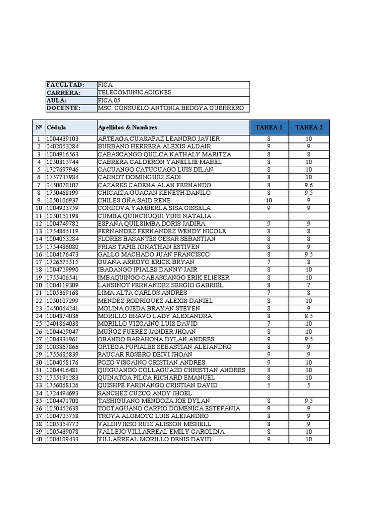 Modelo General Registro de Notas Por Cada Actividad | PDF