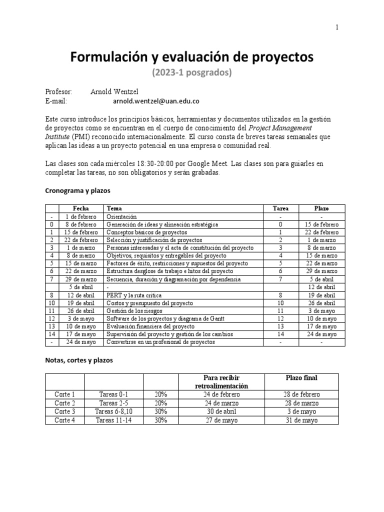 Guide Proj 2023-1 M | PDF | Gestión de proyectos