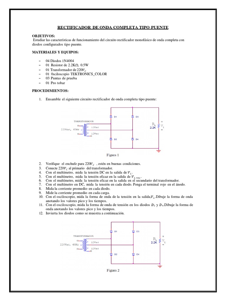 Rectificador de Onda Completa Tipo Puente | PDF
