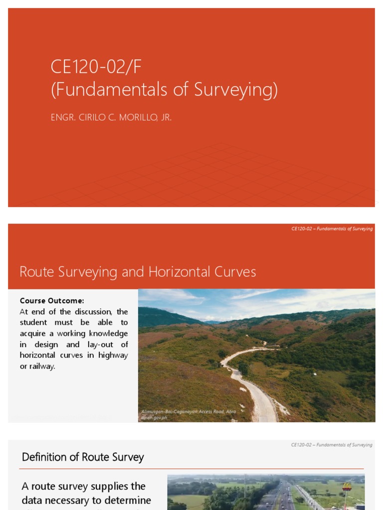 CE120-02 Lecture 7 - Route Surveying and Horizontal Curves | PDF ...