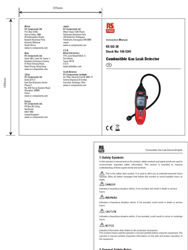 Combustible Gas Leak Detector: RS GD-38 Stock No: 144-5341 | PDF | Sensor | Gases