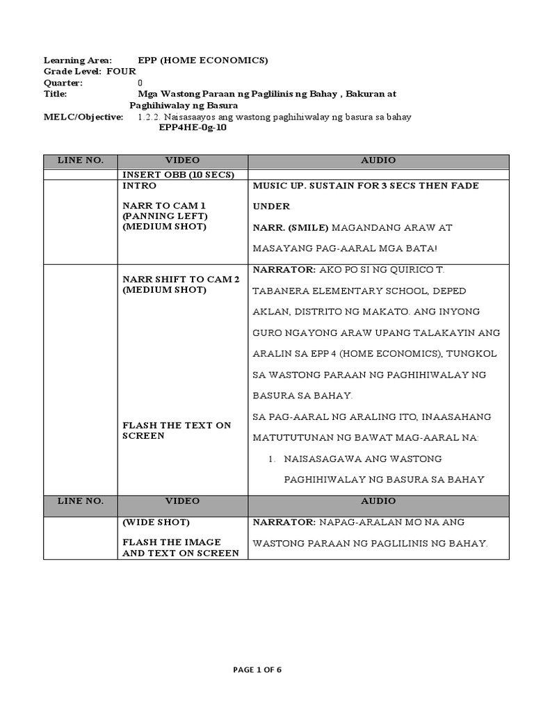 Epp 4 Script Melc 1 2 Pdf