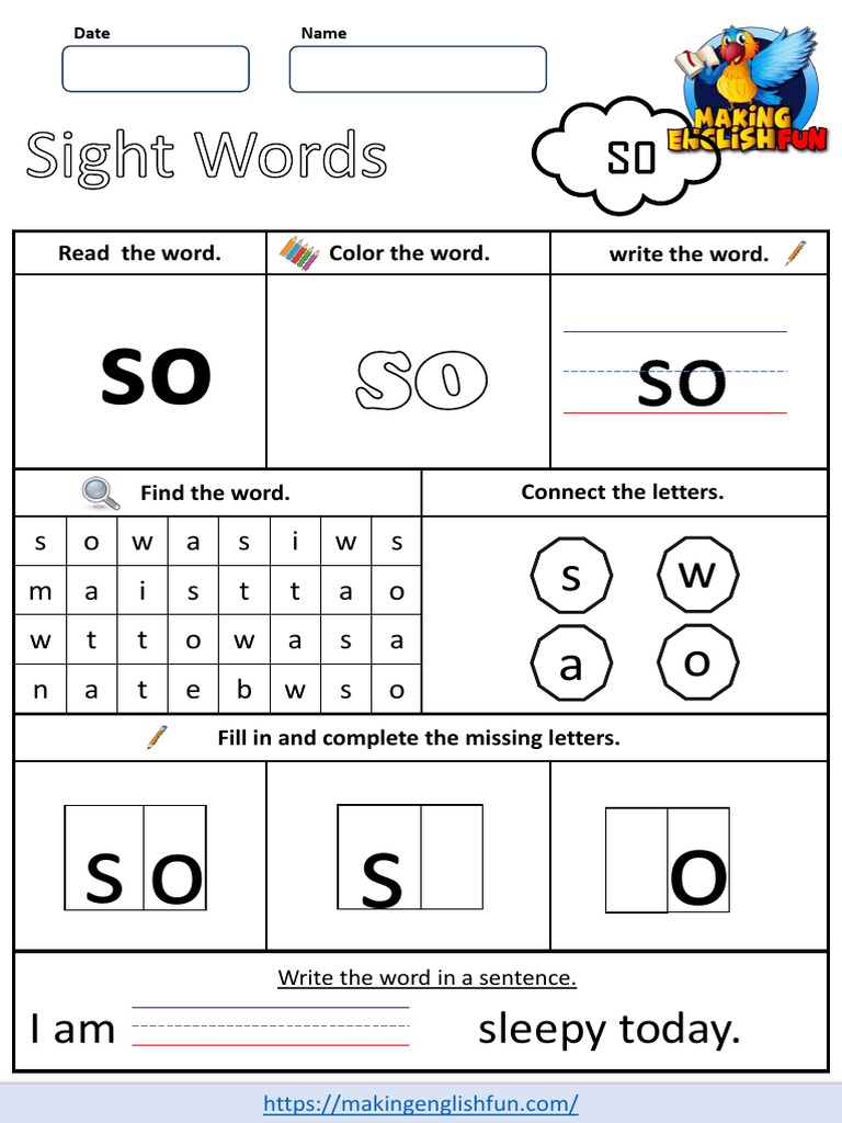 Sight Words Worksheets Set 3 and 4 1 | PDF
