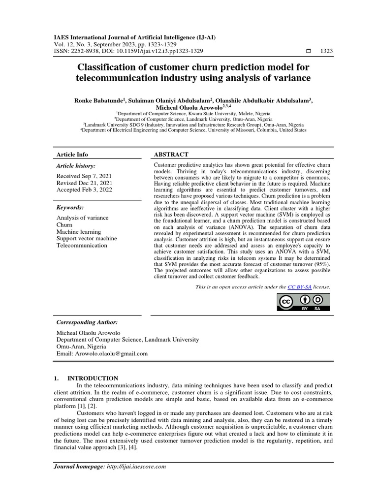 Classification of Customer Churn Prediction Model For Telecommunication ...