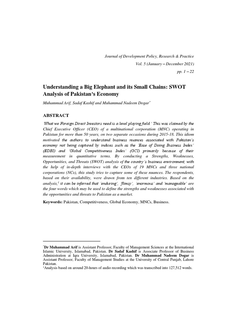 Understanding A Big Elephant and Its Small Chains: SWOT Analysis of ...