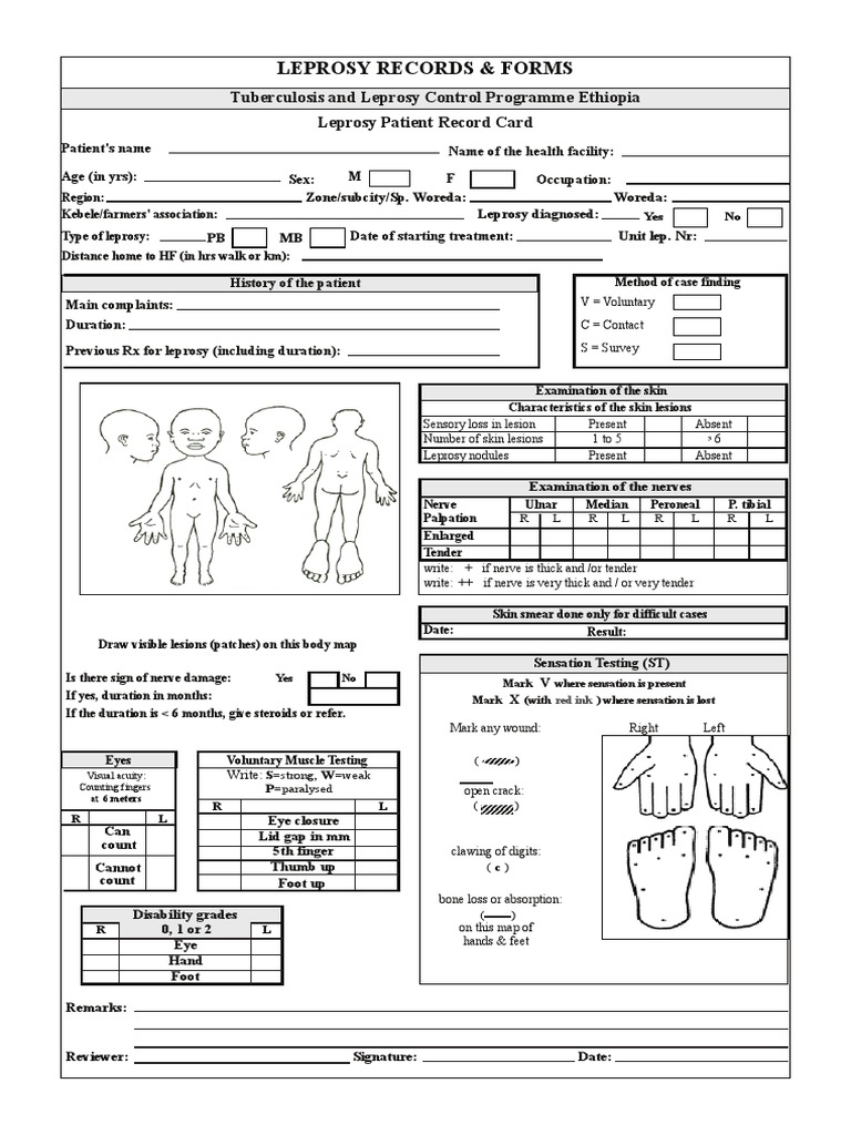 Leprosy Patient Record Card Format | PDF | Leprosy | Hand