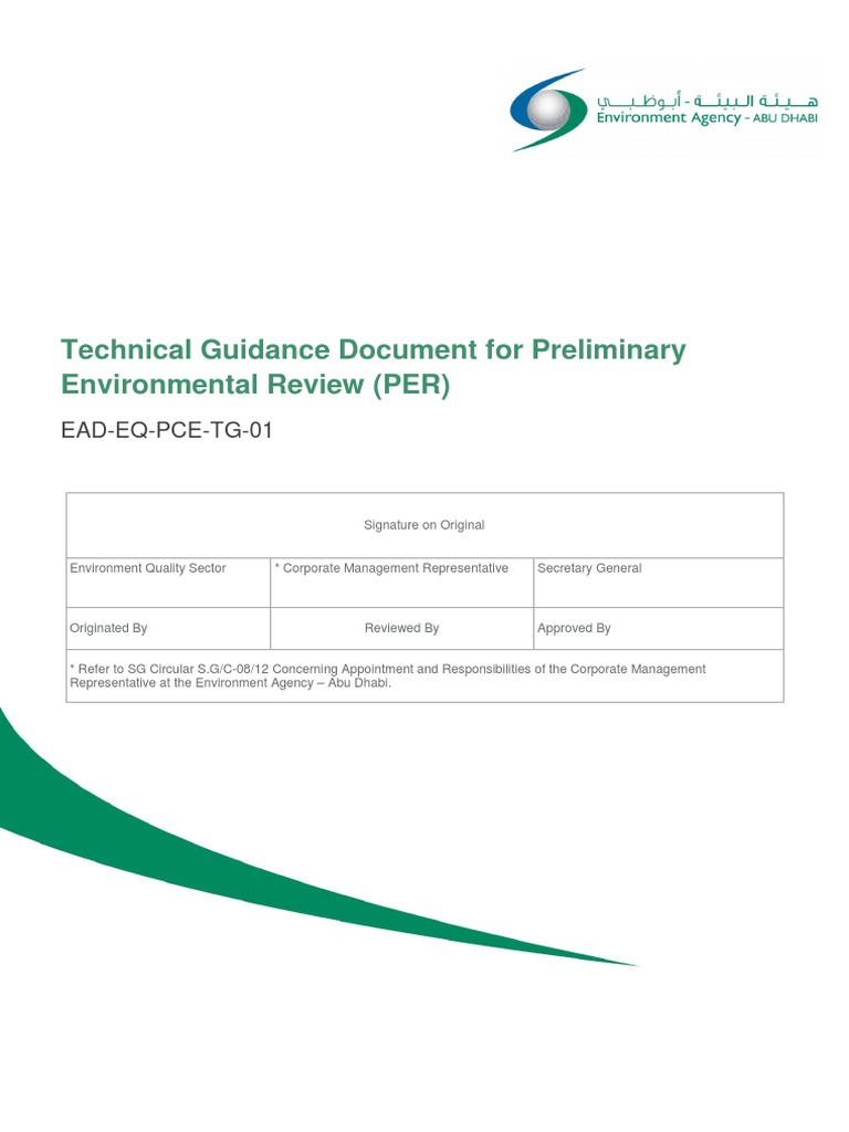 Technical Guidance Document For Preliminary Environmental Review (PER ...