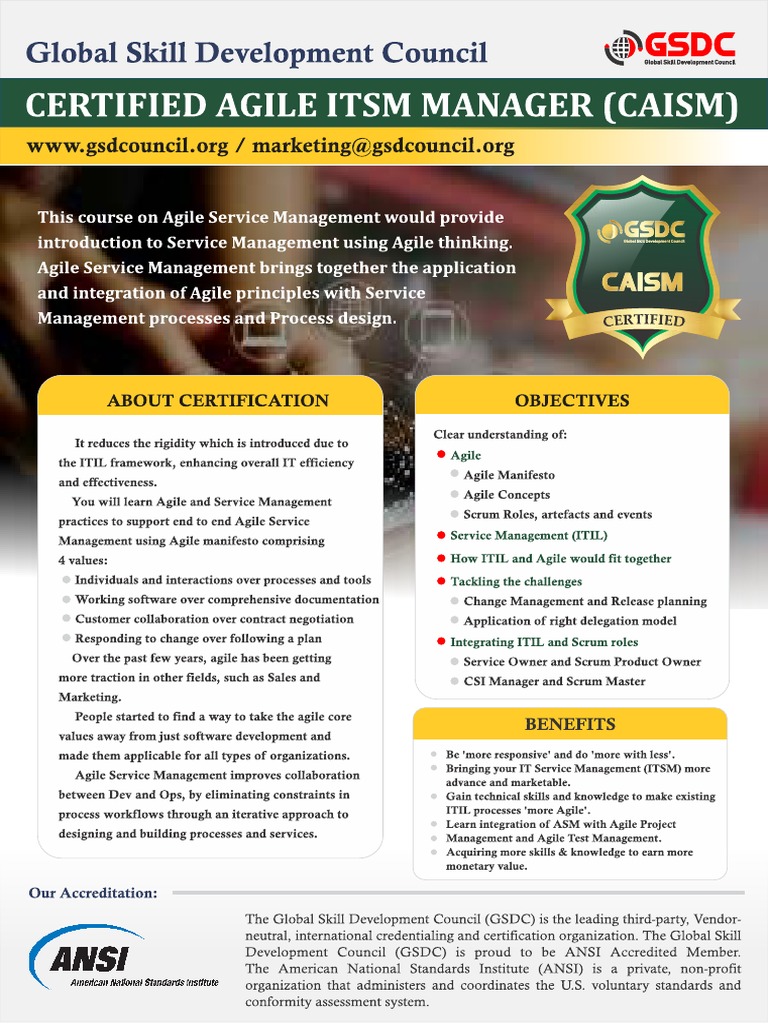 Certified Agile ITSM Manager | PDF