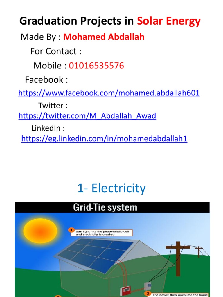 Graduation Projects in Solar Energy | PDF