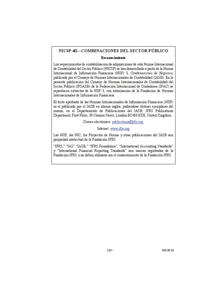 Nicsp 40-Combinaciones Del Sector Público: Reconocimiento | PDF ...