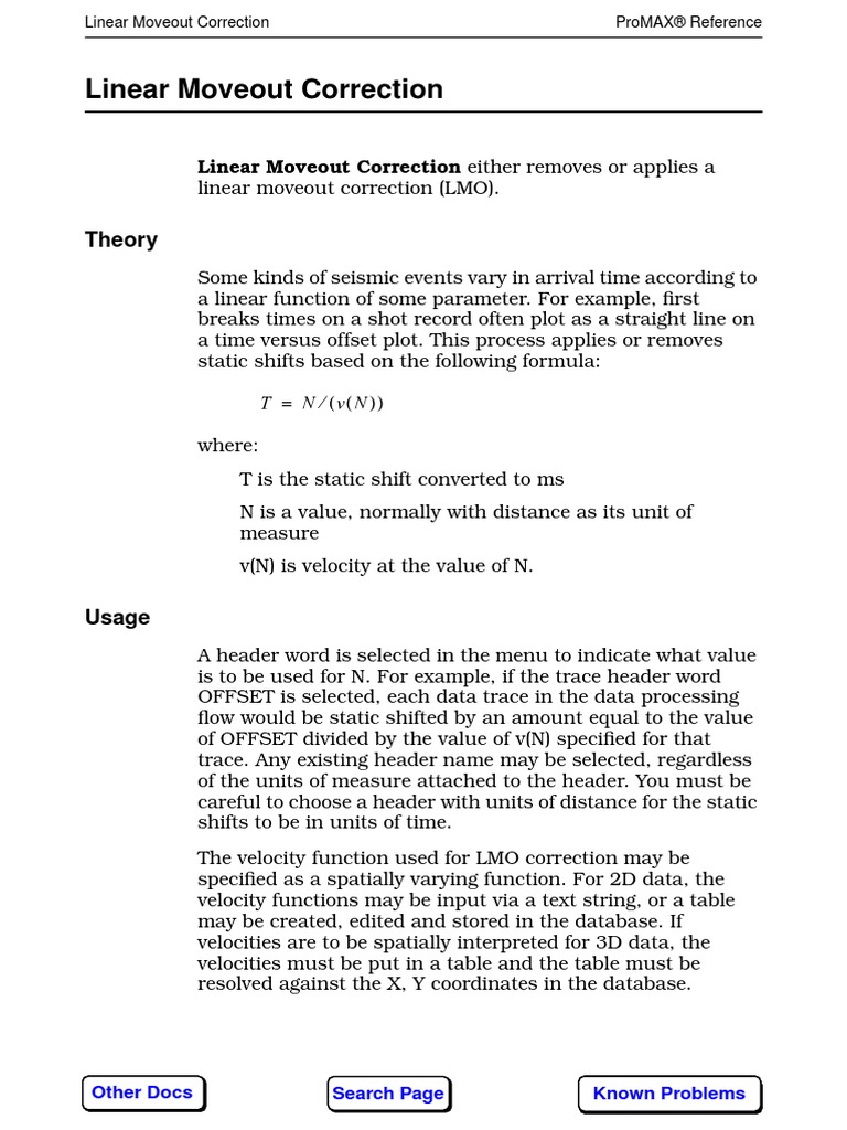 Linear Moveout Correction: Theory | PDF | Function (Mathematics) | Data