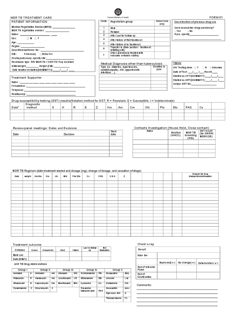 MDR TB TRTM Card English | PDF | Therapy | Medicinal Chemistry