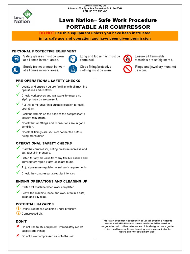 SWP Air Compressor Portable | PDF | Gas Technologies | Mechanical ...