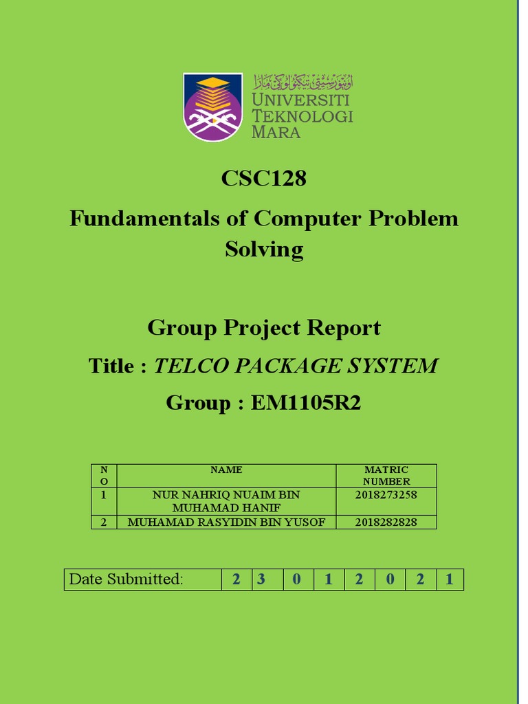 (OCT 2020) CSC128 - Group - Project - Final - Report | PDF | Parameter (Computer Programming ...