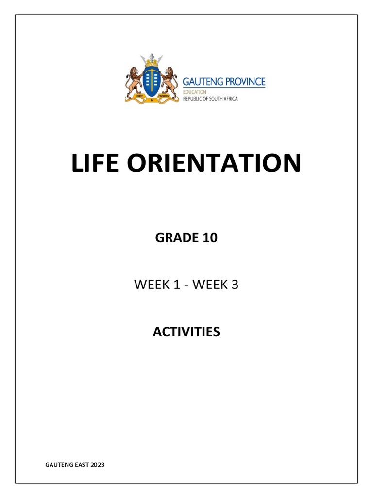 Life Orientation Activities Grade 10 | PDF | Gender Studies | Gender