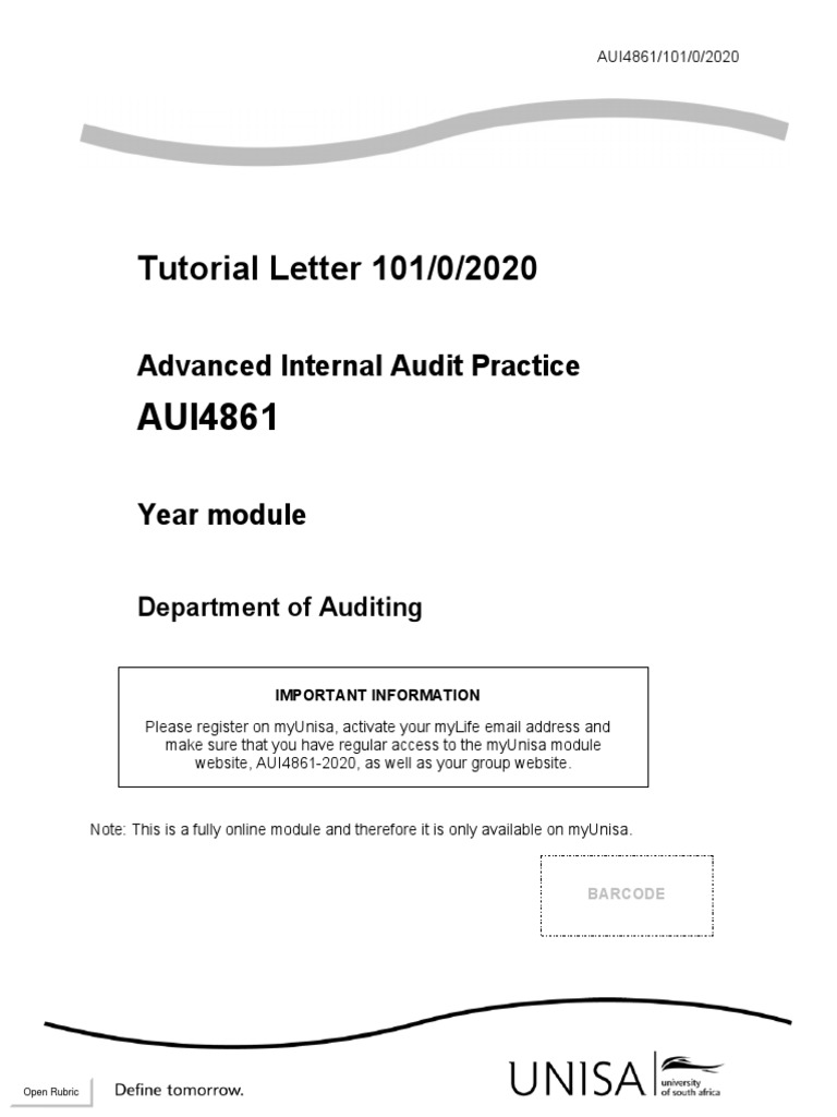 AUI4861 Online Tutorial Letter | PDF | Internal Audit | Audit