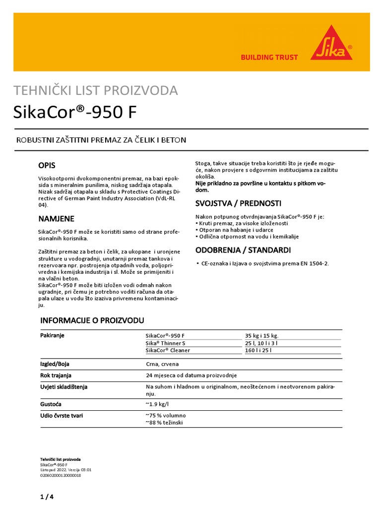 SikaCor 950F HR HR (10 2022) 3 1 | PDF